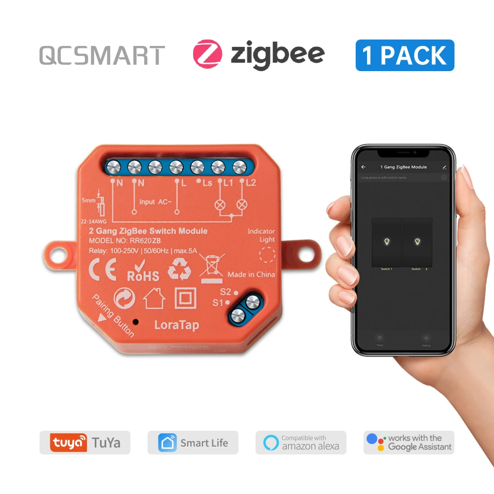 ZigBee 2 Gang Switch Relay Module Works with Tuya Smart Life Google ...