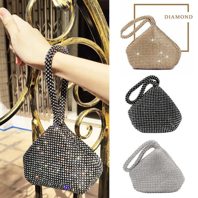 Soft-Rhinestones-Evening-Bags-Zipper-Diamonds-Mini-Clutch-Black-Gold ...