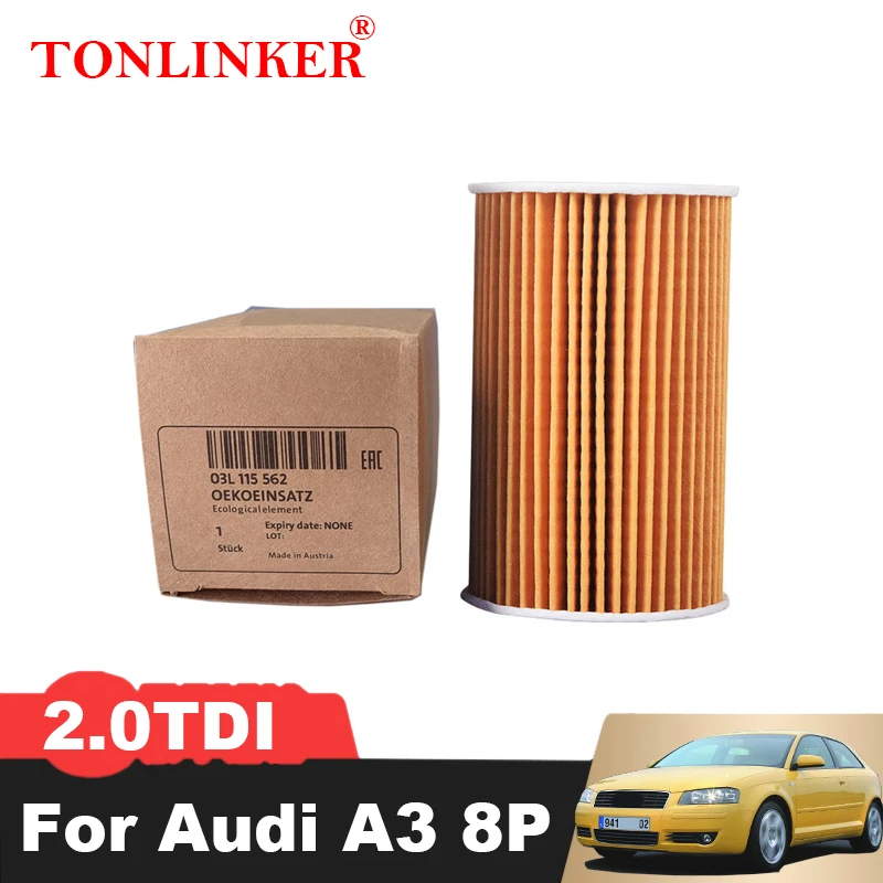 TONLINKER Oil Filter 03L115562 For Audi A3 8P 2.0TDI 2003 2004 2005 ...