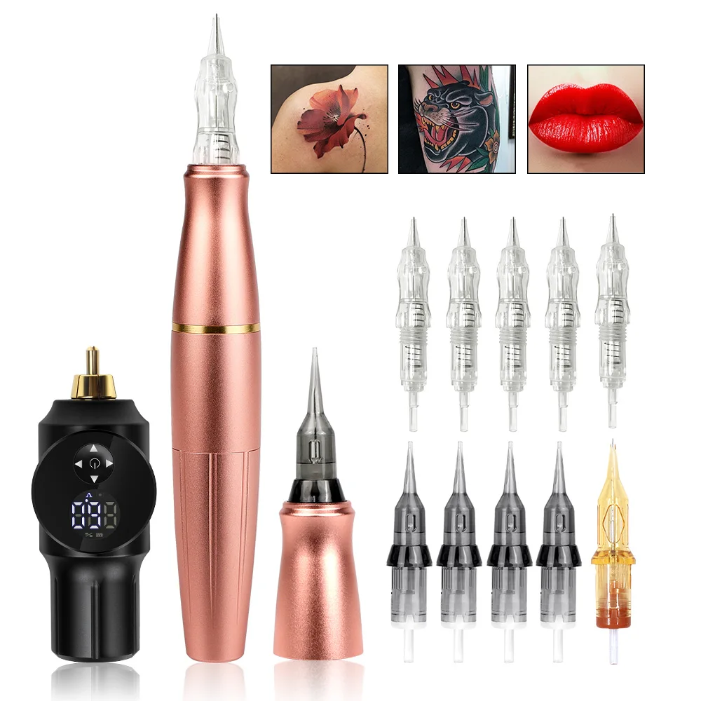 Wireless Tattoo Pen Gun Permanent Makeup Machine2 head Wireless Tattoo ...