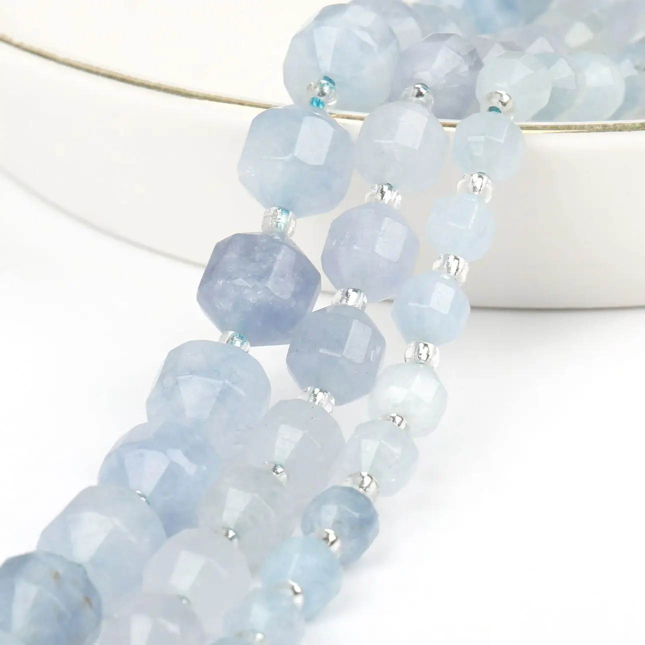 Olive-Shape-Clear-Aquamarines-Stone-Beads-Natural-Faceted-Loose-Spacer ...