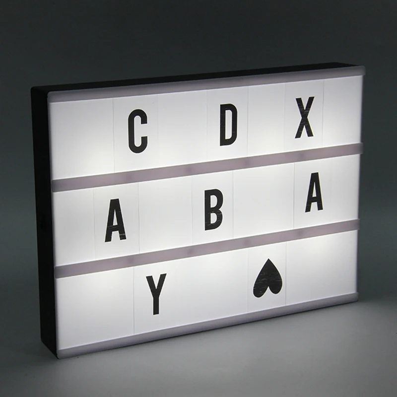 DIY Lightbox Number Symbols Emojis Gifts A4 Light Box Romantic LED ...