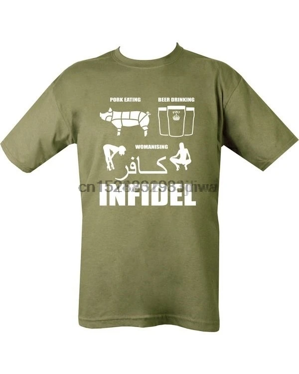 Pork Eating Infidel T Shirt Green Military Funny Fancy dress ...