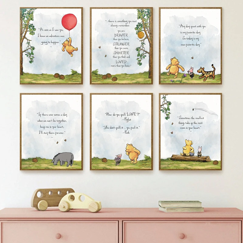 Winnie the Pooh Poster Classic Cartoon Prints Baby Shower Gifts Nursery ...