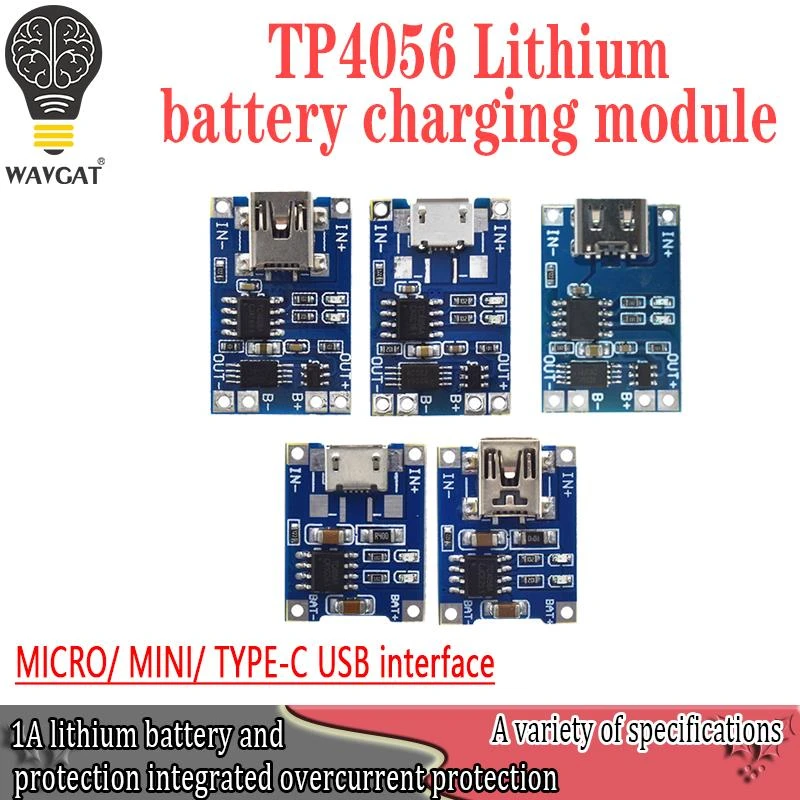 Smart Electronics 5v Type-c Micro Usb 1a 18650 Lithium Battery Charging ...