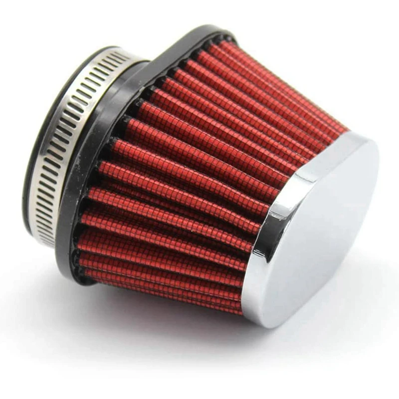2Pcs Red 2.15in Metal Round Tapered Car Air Intake Filter Kit Auto ...