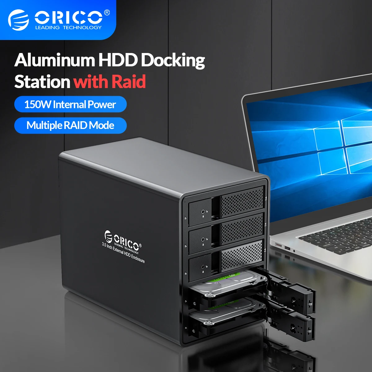 ORICO 95 시리즈 5 베이 3.5 "USB3.0 HDD 도킹 스테이션 지원 RAID 모드 알루미늄 150W 내부 전원 어댑터 80 테라바이트 (5x16 테라바이트 ...