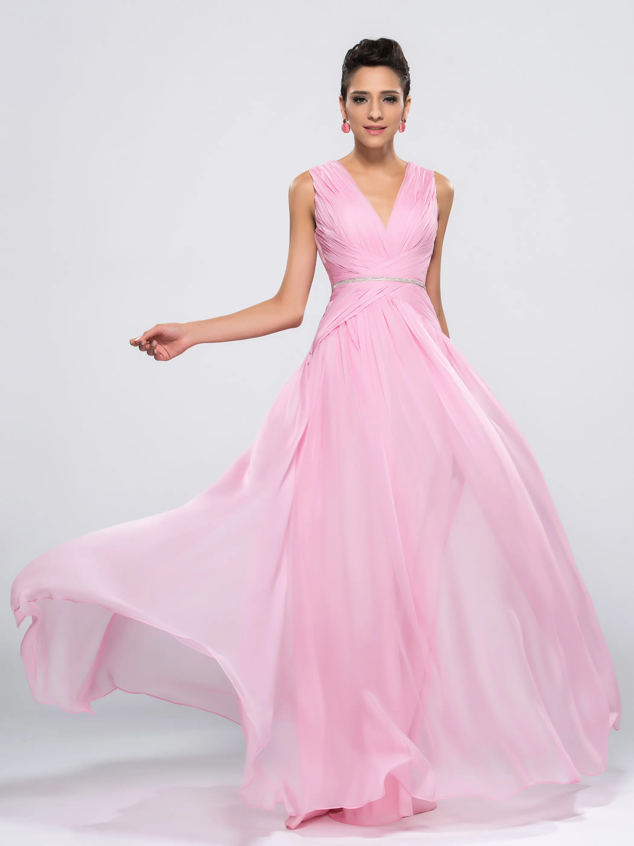 Tanpell estilo simples a linha vestido de baile longo elegante pêssego ...