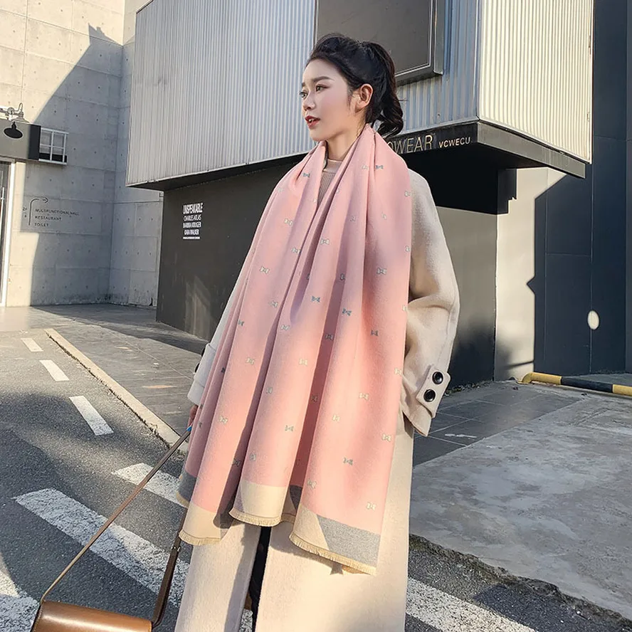 New Women Scarf Cashmere Scarves Lady Winter Autumn Double sided Long ...