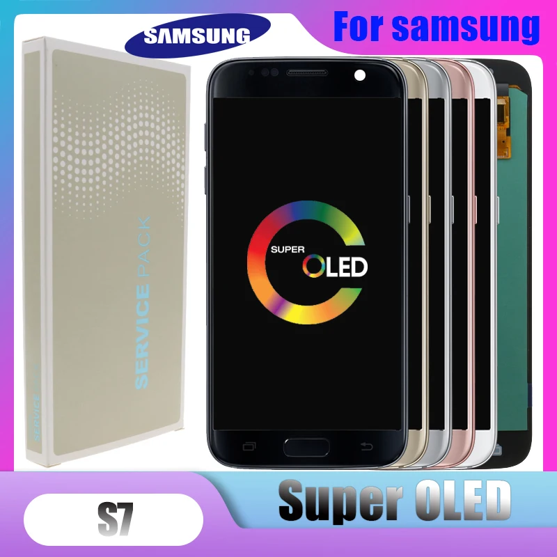 삼성 갤럭시 S7 용 신상 슈퍼 OLED 5.1 인치 LCD 디스플레이 G930 G930F 터치스크린 디지타이저, 프레임 포함 ...