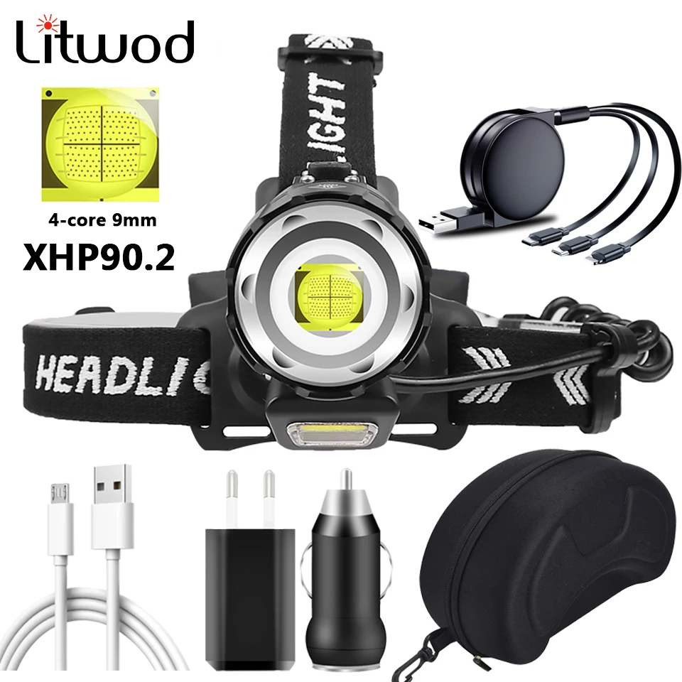 XHP90.2 Led Headlamp Zoomable Headlight Head Flashlight Lamp Torch ...