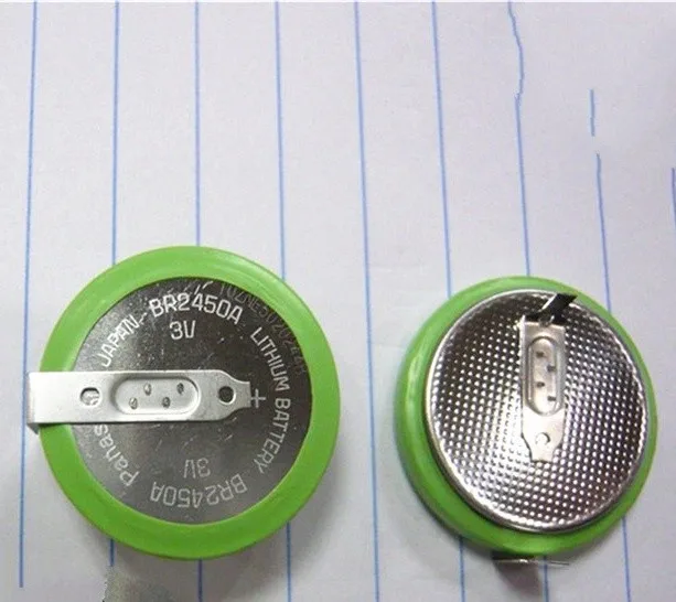 5 개/몫 파나소닉 3V BR2450A 단추 건전지 세포 납땜 발 cr2450를 가진 고열 저항하는 리튬 건전지|단추 배터리 ...