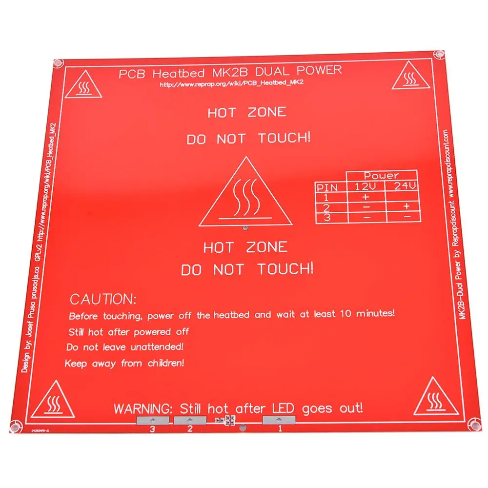 Upgraded MK2B Heated Bed PCB Heatbed Dual 12V 24V Red MK2 B Hot HotBed ...