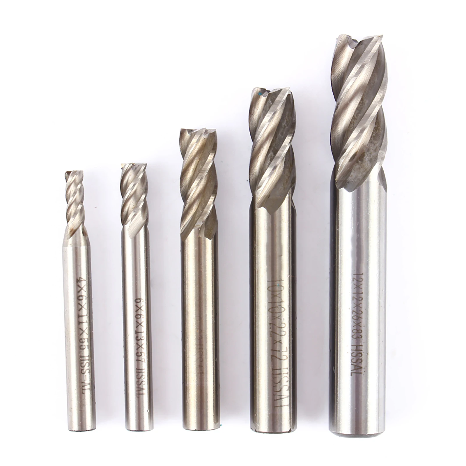 4mm 12mm 8mm 10mm 6mm HSS CNC Straight Milling Cutter Shank 4 Flute End ...
