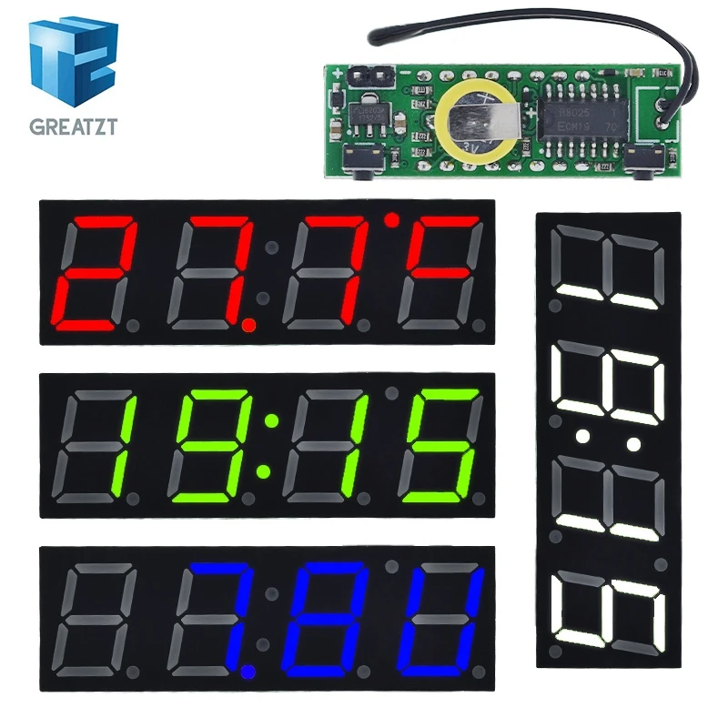 3 In 1 LED RX8025T Digital Clock Temperature Voltage Module DIY Time/Thermometer/Voltmeter DC 5 ...