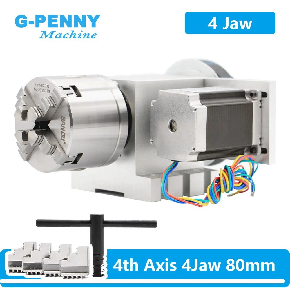 4 Jaw 80mm CNC 4th Axis Reduction ratio 6:1 CNC dividing head/Rotation ...