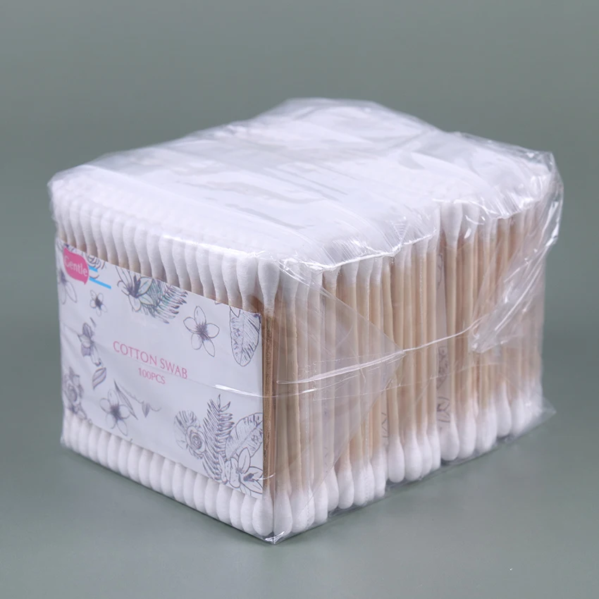 COTON-TIGE,--Coton tige Double tête en bois, 500 pièces-paquet, bâtons ...