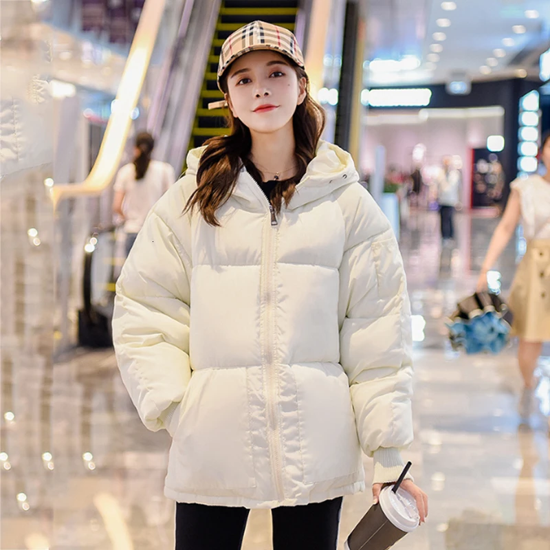 2020 New Korean Style Winter Jacket Women Hooded Oversize Loose Cotton ...