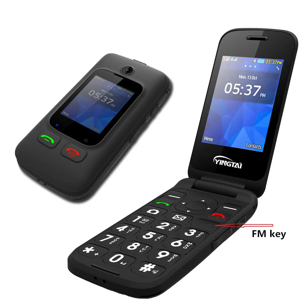 Free Desktop Charger WCDMA 3G Flip Mobile Phone YINGTAI T22 Dual Sim Dual Screen GSM Elderly ...