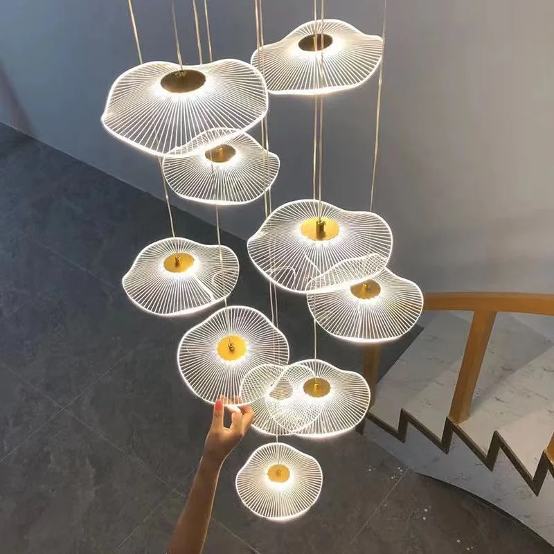Lotus-leaf-ladder-pendant-light-staircase-pendant-light-living-room ...