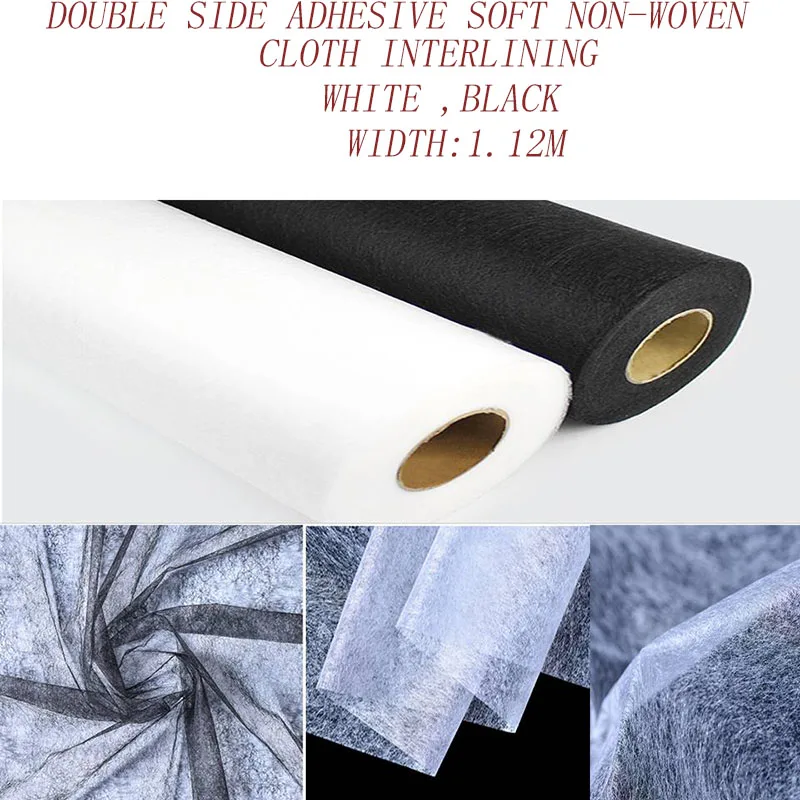 2 10m 112cm double sides adhesive black white Irononsoft non woven ...