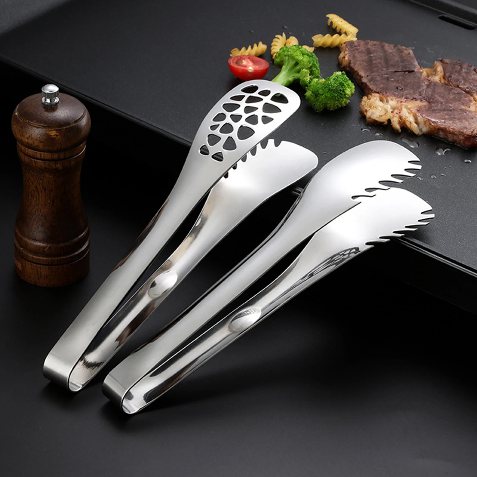 Pinzas para alimentos de acero inoxidable horneado de barbacoa cocina ...