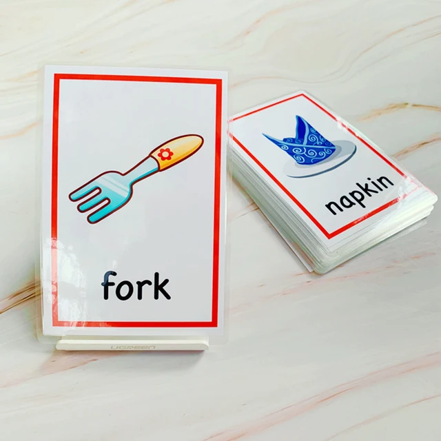 26pcs English Word Cards For Children Learning Cards Kitchen Supplies ...