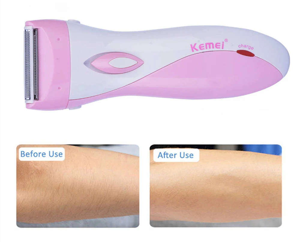 KEMEI Rechargeable Electric Shaver Lady Electric Hair Removal Shaving ...