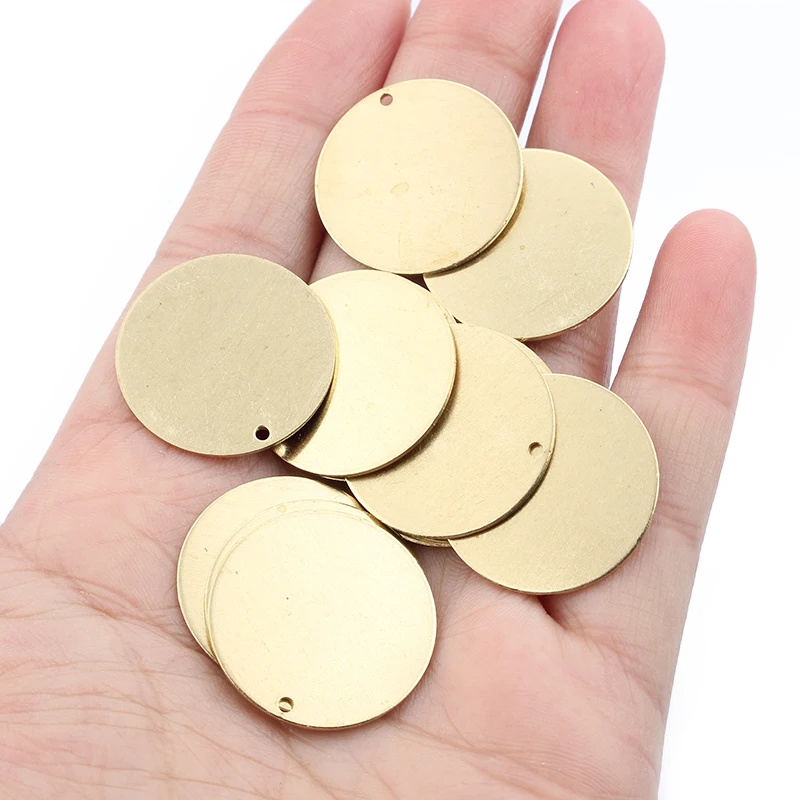 20Pcs Raw Brass Flat Round Blank Charms 23mm Circle Stamping Disc ...