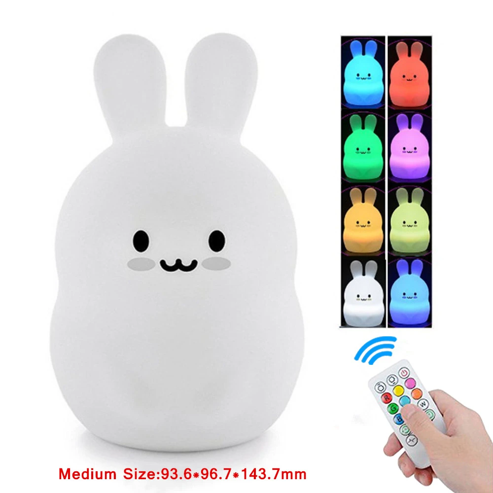 Rabbit Led Night Light Touch Sensor Remote Control 9 Colors Dimmable ...