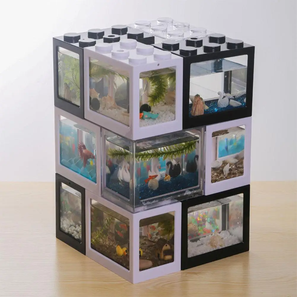 Creative Multicolor Stackable Building Blocks Ecological Mini Aquarium ...