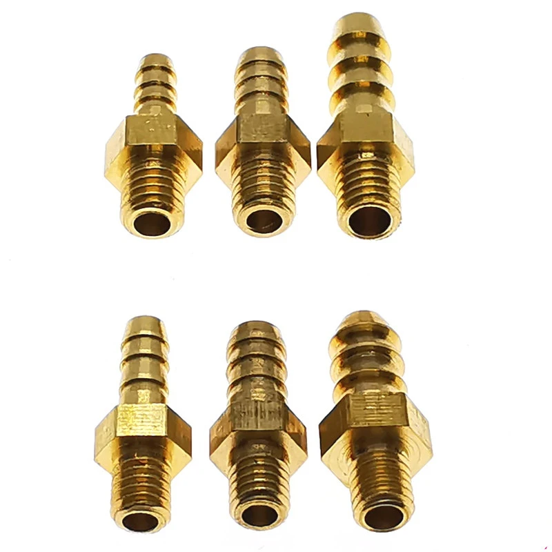 Mini Pagoda Pipe Fittings Male Metric Thread M5 M6 M8 Brass 4 5 6 8 Mm Barb Hose Leather Tube ...