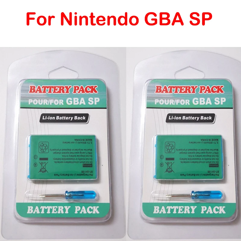2pcs-3-7V-850mAh-Rechargeable-Li-ion-Battery-Pack-For-Nintendo-GBA-SP ...