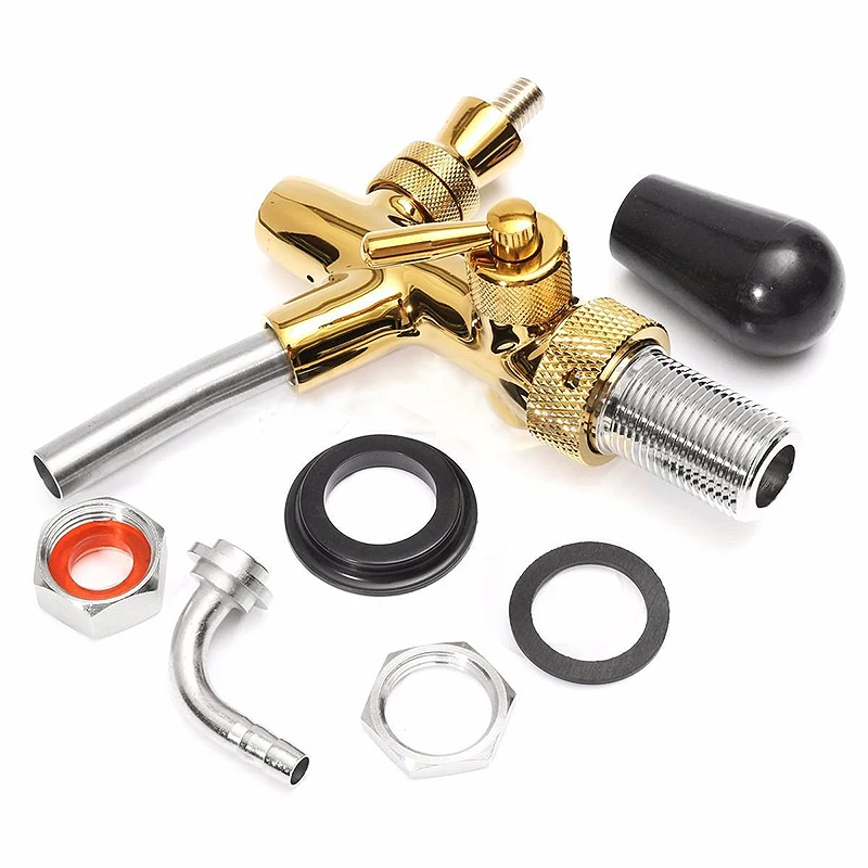 Stainless Steel Golden Adjustable Draft Beer Faucet G5/8 Shank Chrome ...