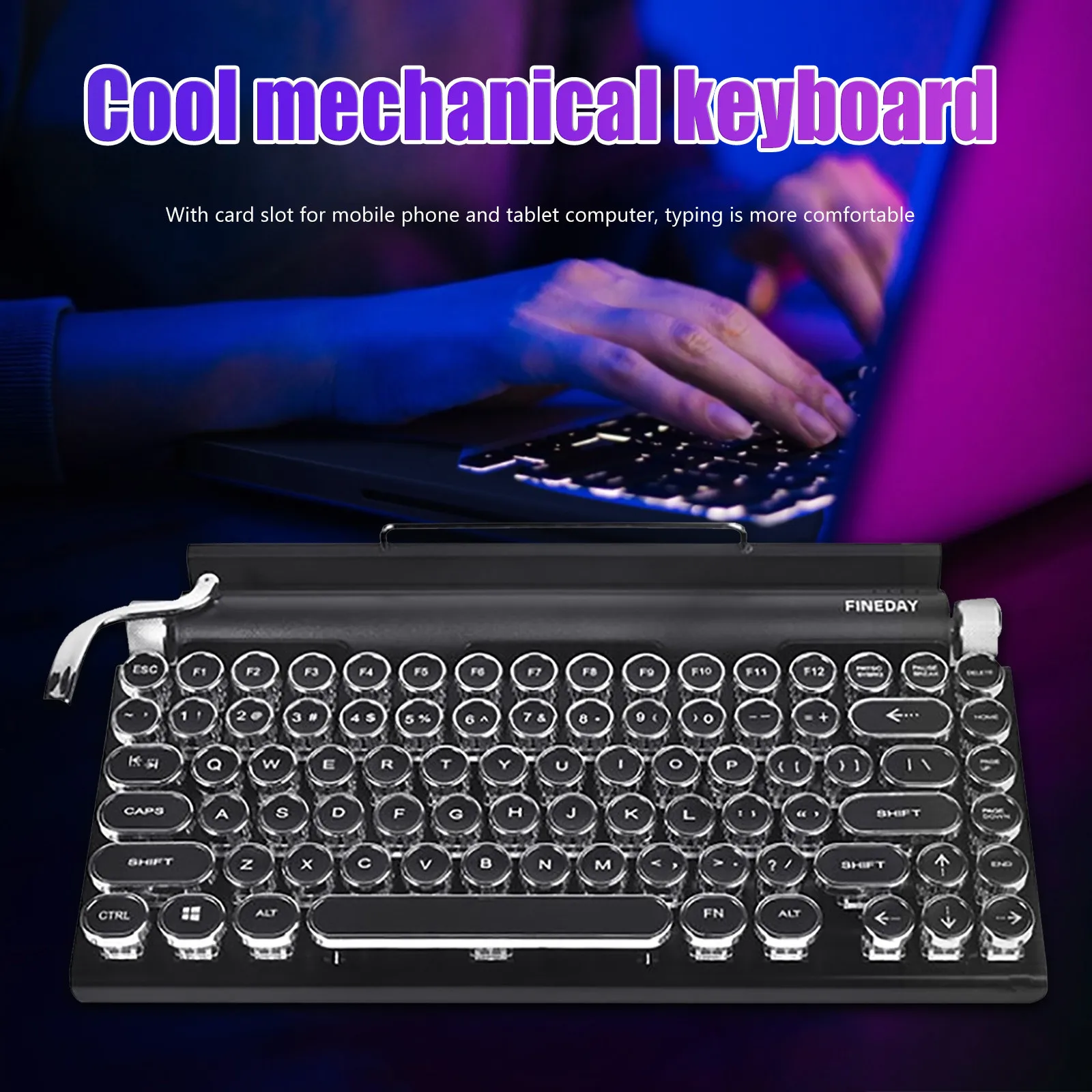 Retro Mesin Tik Keyboard Nirkabel Bluetooth Keyboard Mekanik Gamer 83 ...