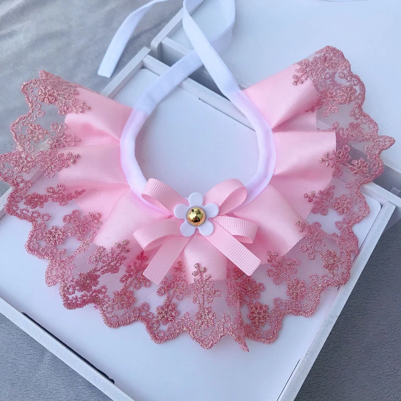 Fashion Bowknot Pet Collar Lace Bibs Cute Lace Pet Collar Bib Lovely ...