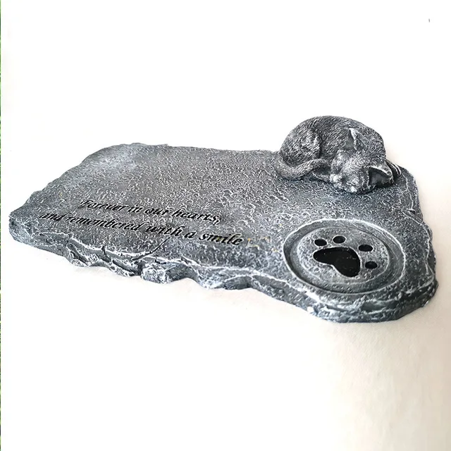 Pet Gravestone Garden decor Memorial Tombstone Tomb Cat Paw Print ...