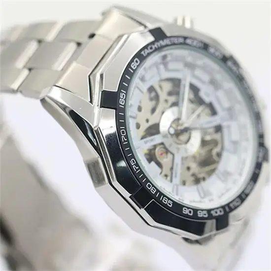 Fashion Brand Men Mechanical Watch Men Stainless steel Skeleton Hand ...