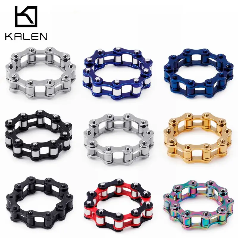 KALEN-Stainless-Steel-Gold-Motorcycle-Chain-Rings-For-Men-Boho-Colorful ...
