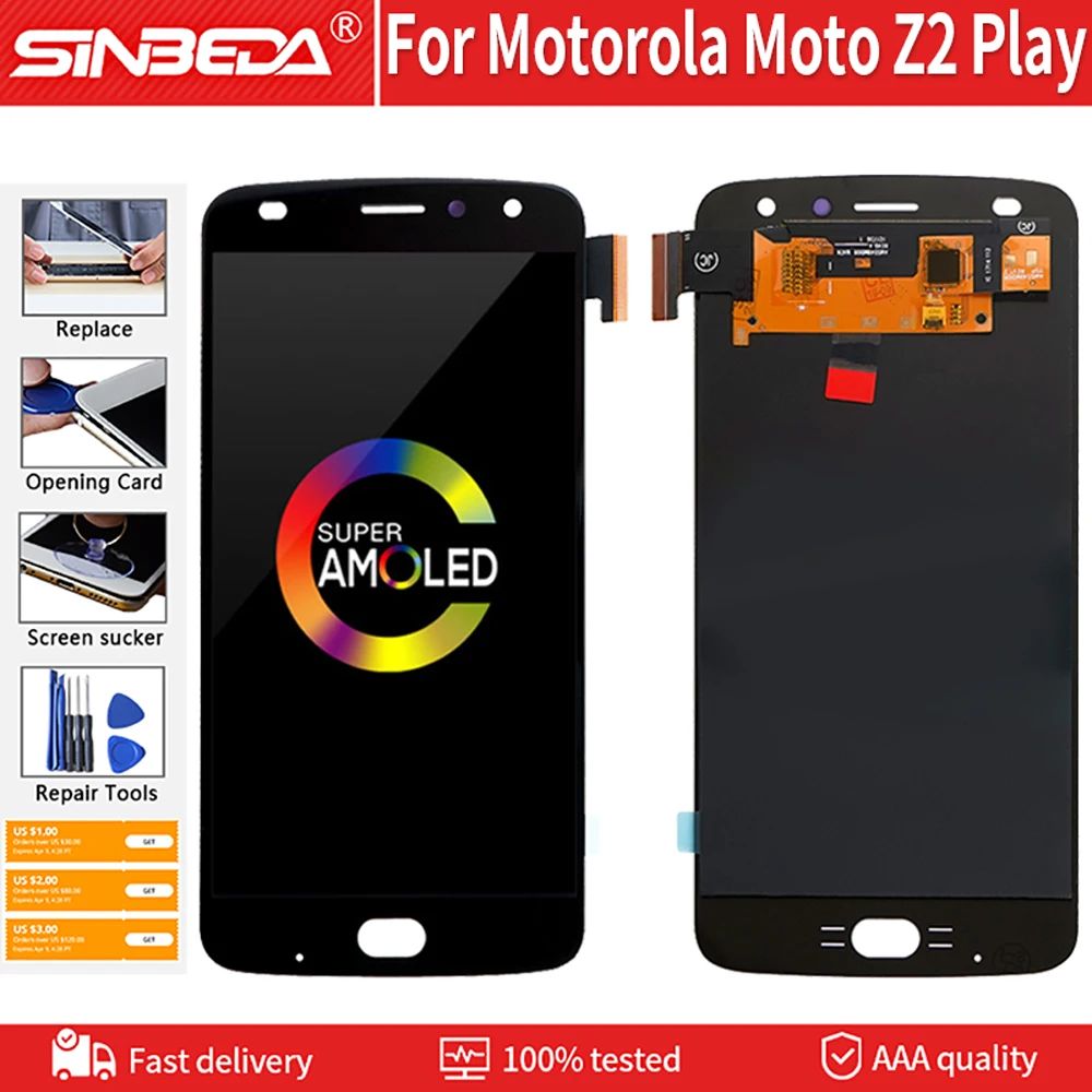 5.5 "amoled para motorola moto z2 play XT1710 01/07/08/10 lcd display ...