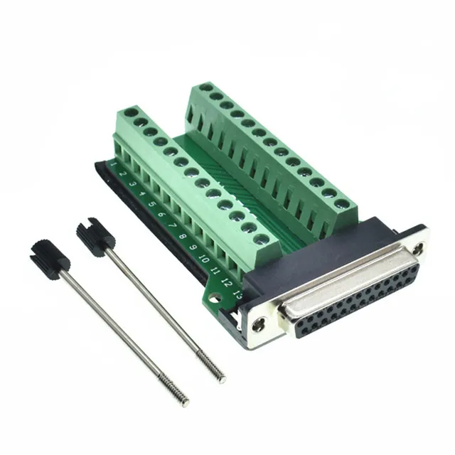 DB25 D-SUB Female/Male 25Pin Plug Breakout PCB Board 2 Row Terminals ...