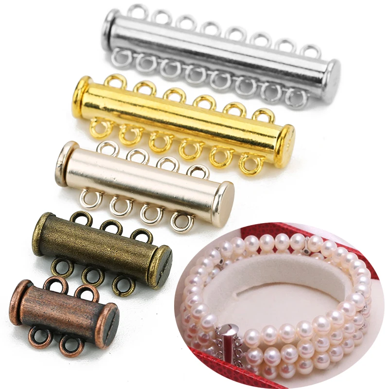 5pcs Gold Plated Strong Magnetic Slide Tubes Lock For Layered Bracelet ...