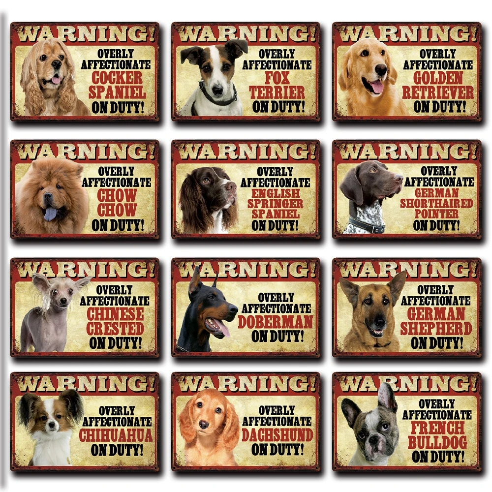 Kelly66-Pets-Dog-Warning-Doberman-Golden-Labrador-Metal-Sign-Tin-Poster ...