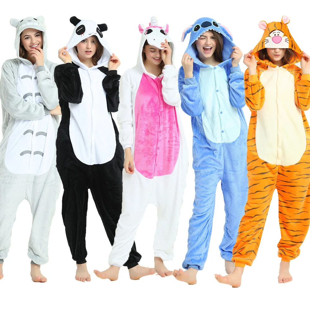 Pijamas de franela de dibujos animados para hombres y mujeres, ropa de ...