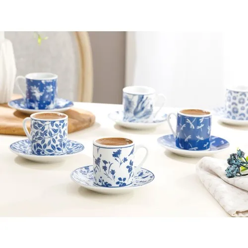 Porcelain-6-Person-12-Pieces-Coffee-Cup-Set-80-ml-Navy-Blue-Tea-Coffee ...