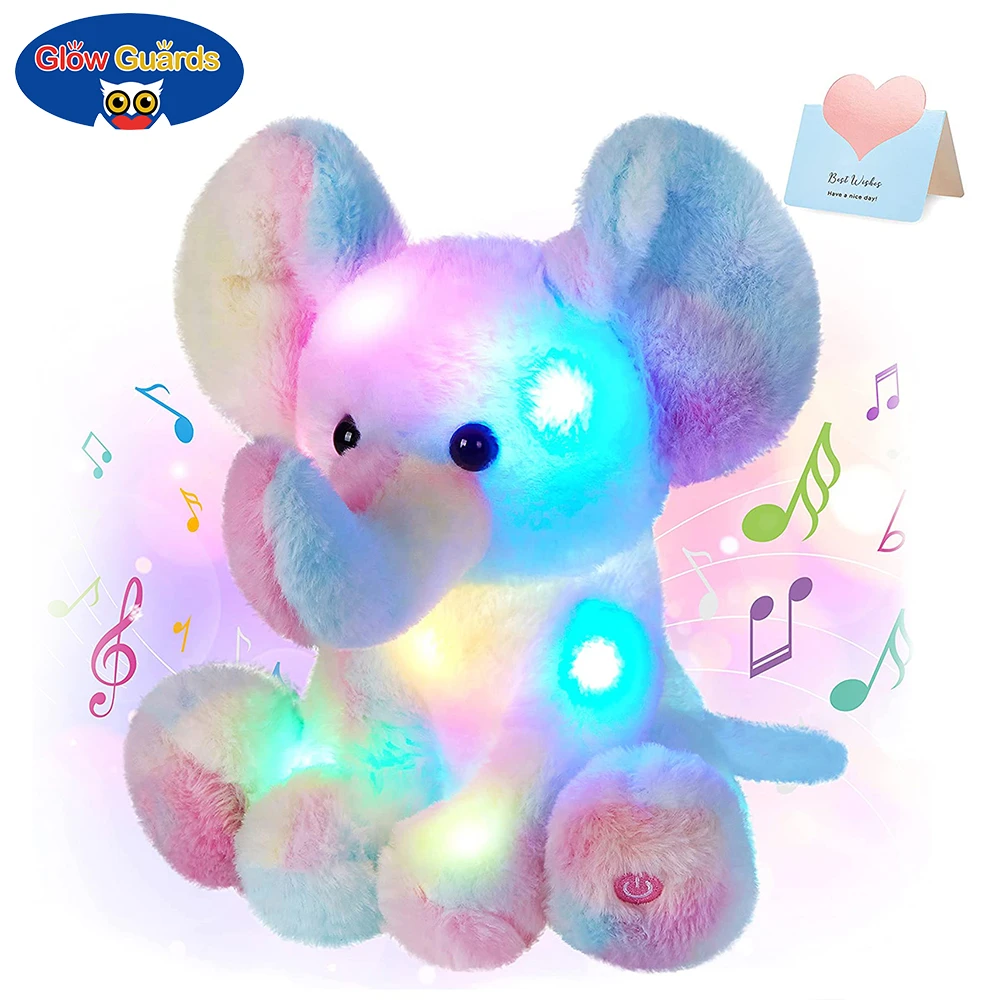 GLOWGUARDS 20-60cm Kawaii Luminous Stuffed Animal Rainbow Elephant Glow ...