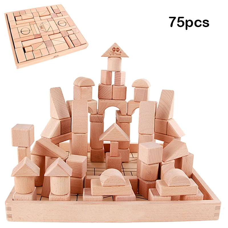 Wooden Block Toys For Children Educational Building Blocks Unpainted ...