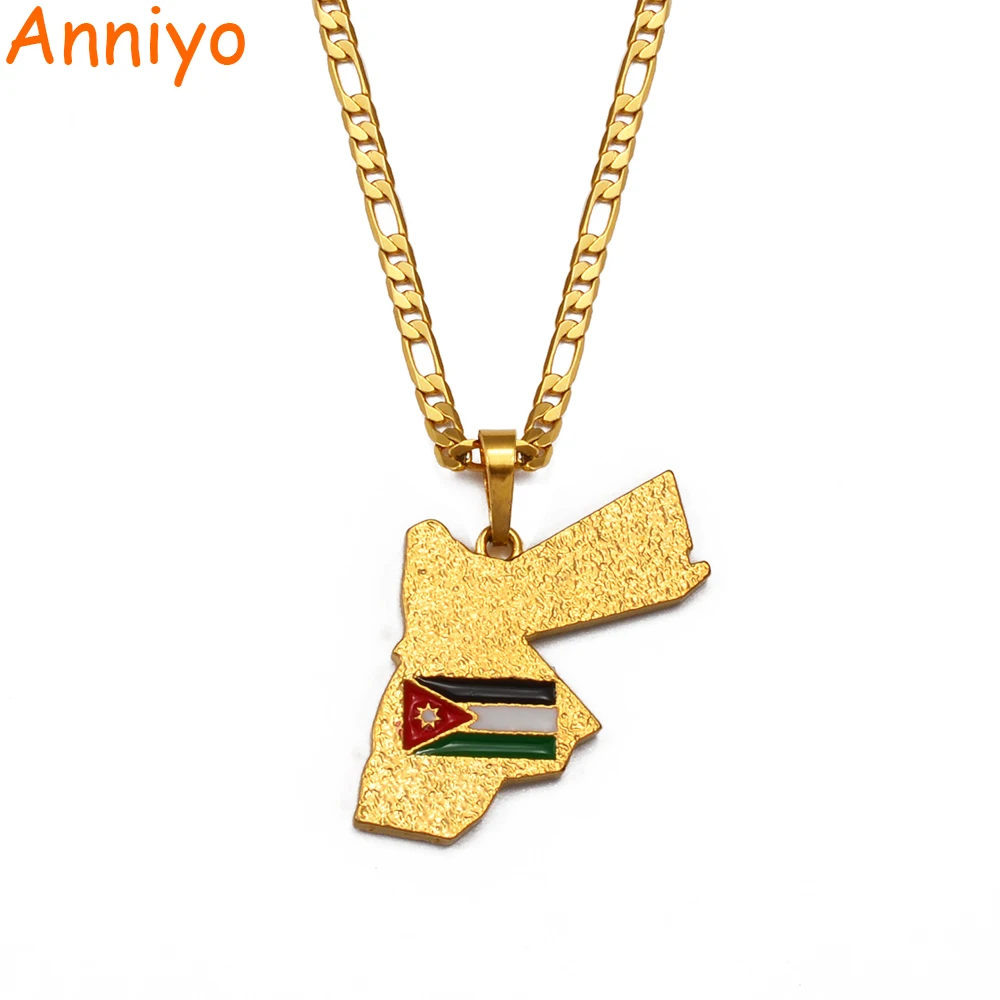 Anniyo Die Hashemite Königreich von Jordan Karte Flagge Anhänger Halskette für Frauen Männer ...