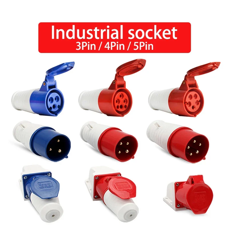 1-Set-Industrial-Plug-Socket-3P-4P-5P-IP44-Waterproof-Electrical ...