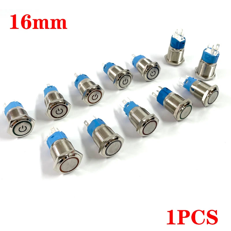 Latching Push Button Switch Locked 16mm Flat Head Momentary Push Button ...